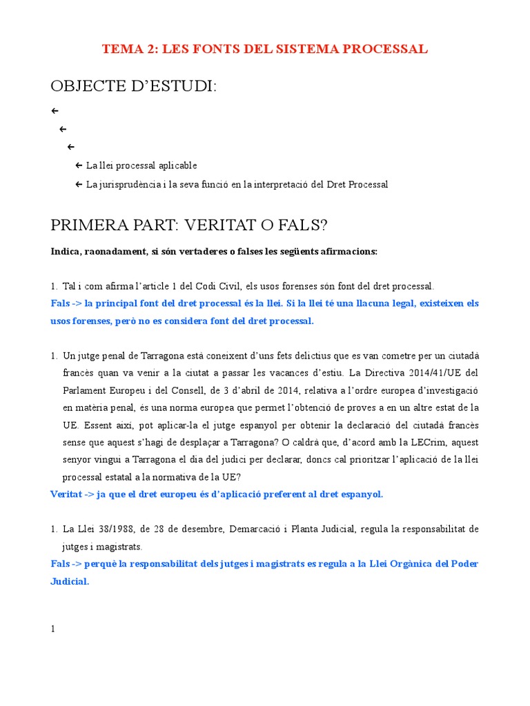 Pràctica 2 Dret Processal | PDF
