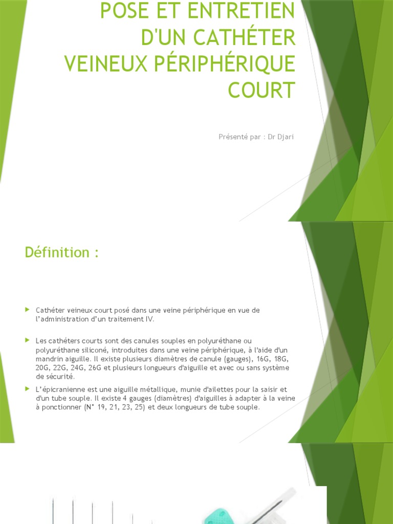 Pose Et Entretien d'Un Cathéter Veineux Périphérique Court | PDF ...