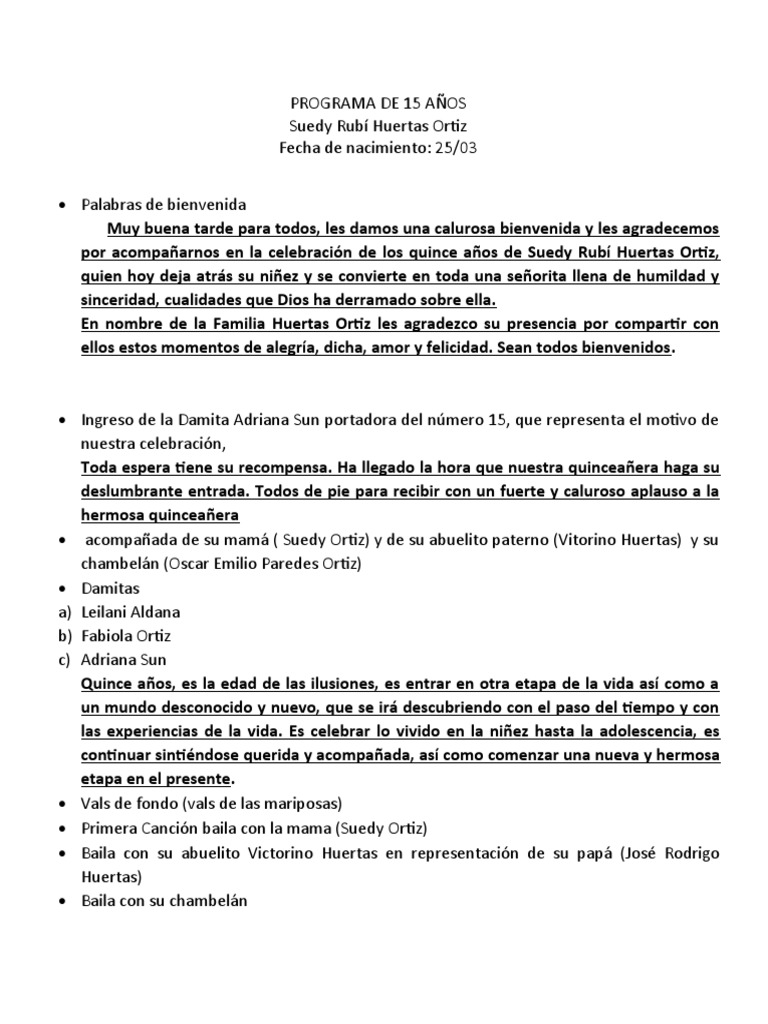 Programa de 15 Años | PDF