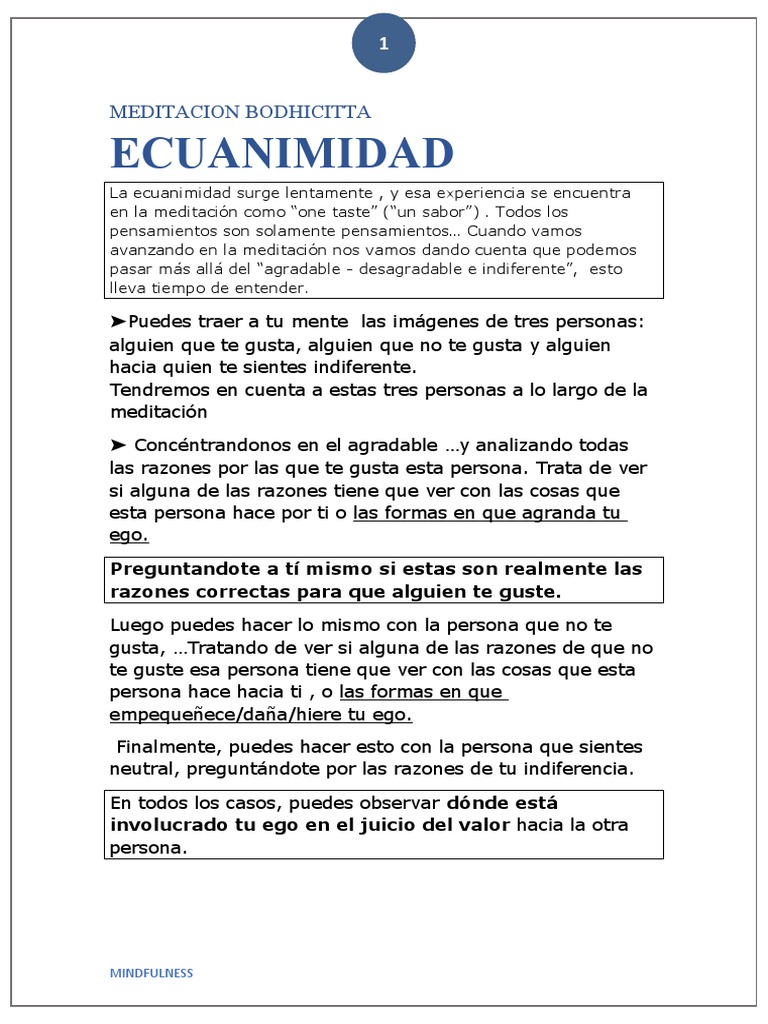 Meditacion Bodhicitta Ecuanimidad | PDF | Amor | Meditación