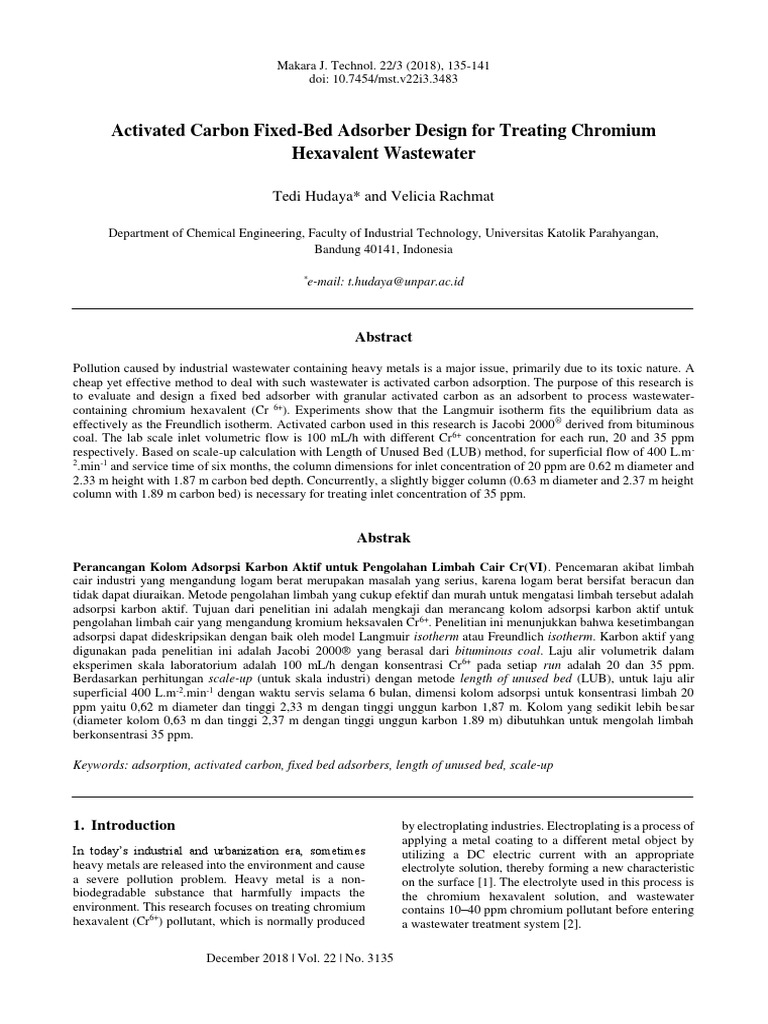 Activated Carbon Fixed-Bed Adsorber Design For Tre | PDF