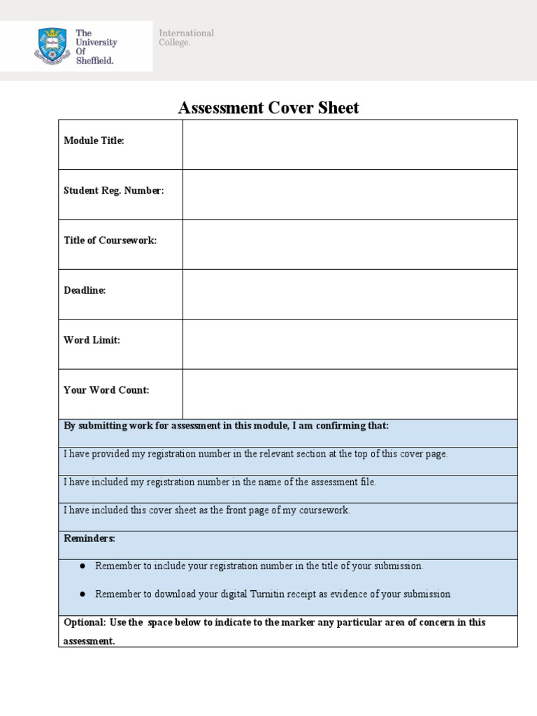 Coursework Assessment Cover Sheet | PDF