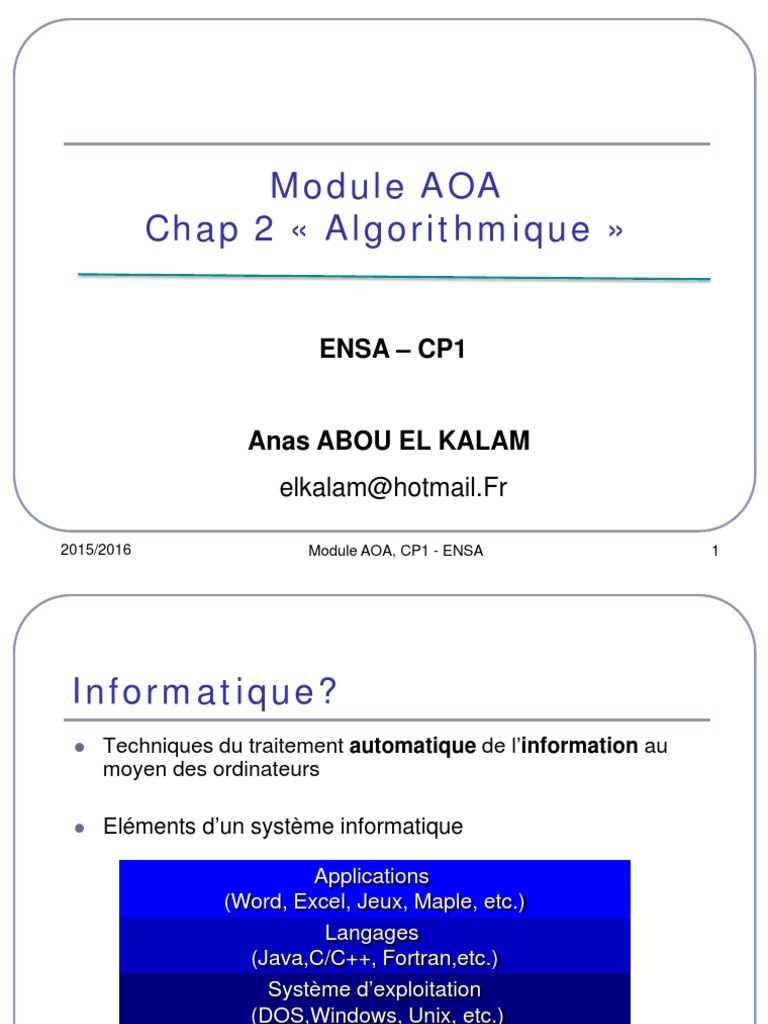 Introduction à l'Algorithmique | PDF | Compilateur | Structure de contrôle