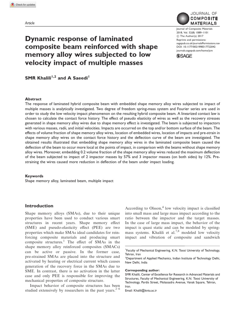 2017 Dynamic Response of Laminated Composite Beam Reinforced With Shape ... 2017 Dynamic Response of Laminated Composite Beam Reinforced With Shape ...
