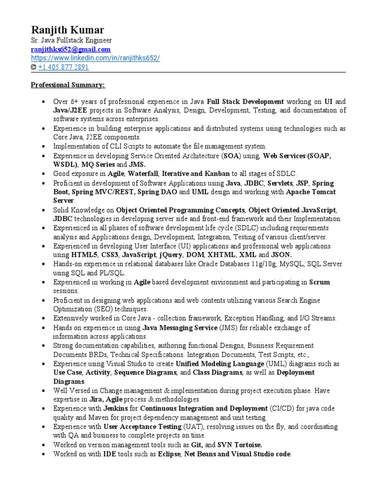 Ranjith Shaganti Java FullStack | PDF | Spring Framework | Representational State Transfer