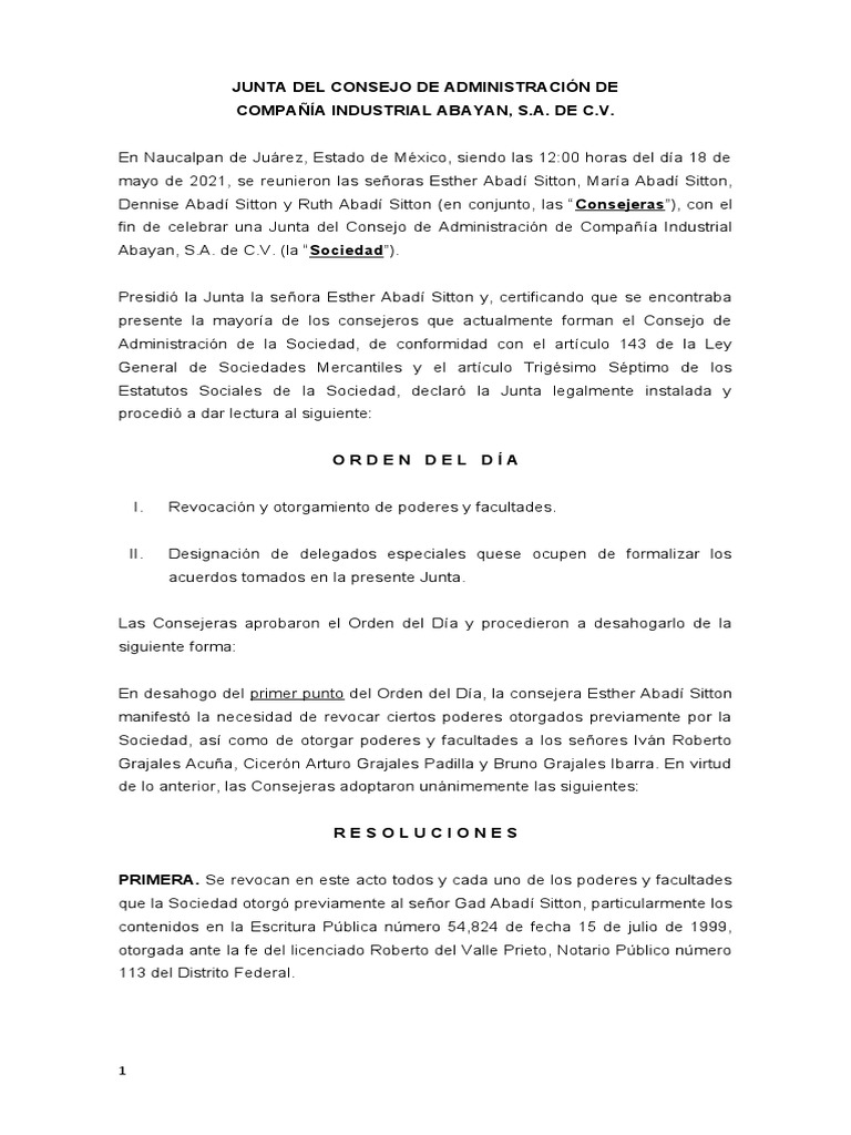ABAYAN - Junta Consejo Poderes | PDF | México | Queja