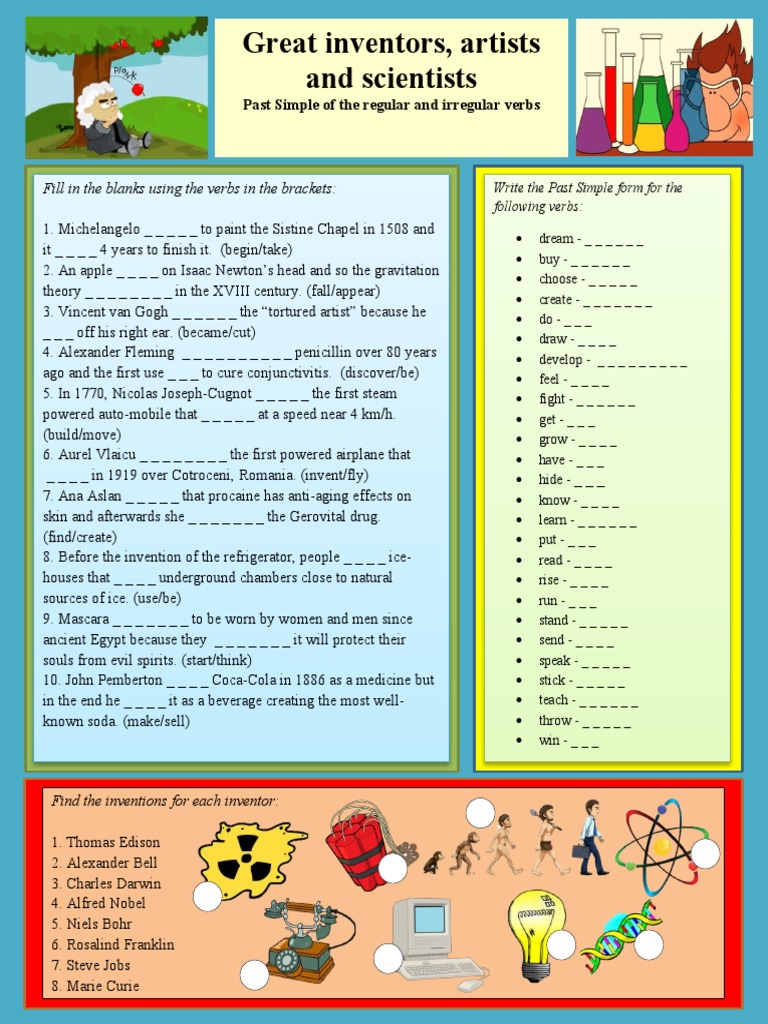 Past Simple Great Inventors Artists and Scientists Grammar Drills ...