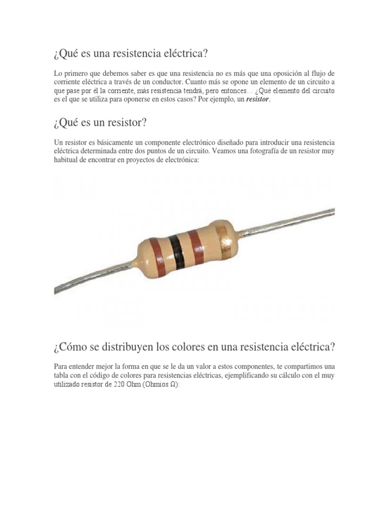 Qué Es Una Resistencia Eléctrica | PDF | Métodos y materiales de ...