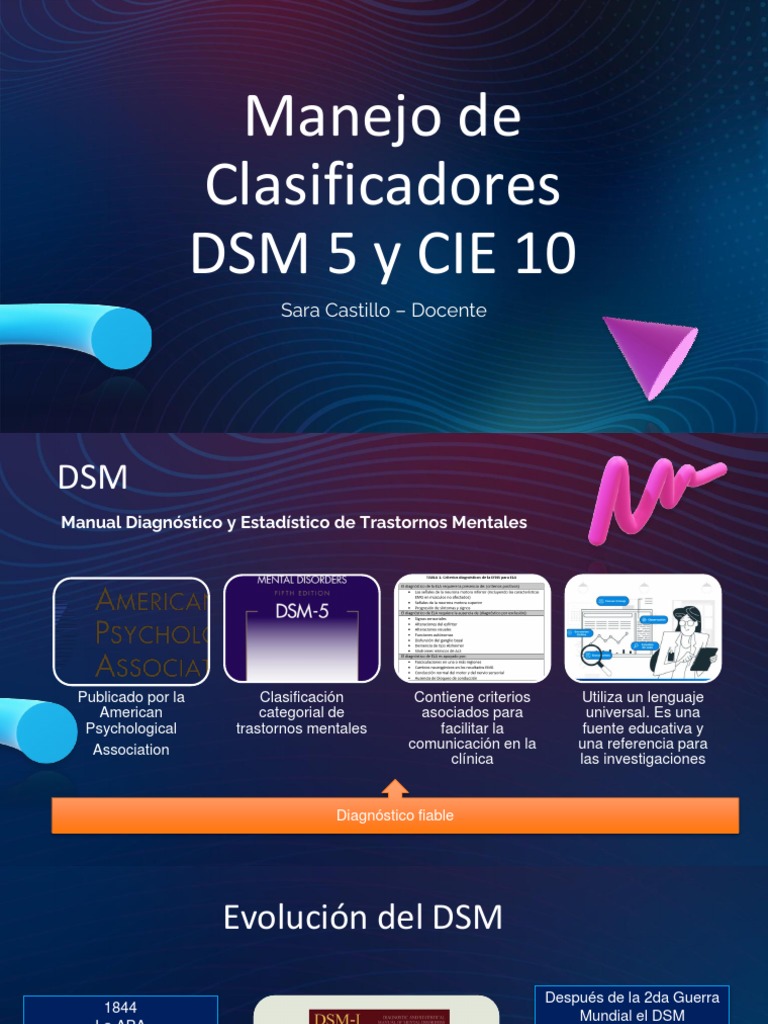 Manejo Del DSM 5 y Cie 10 P61 | PDF | Manual Diagnóstico y Estadístico de los Trastornos ...