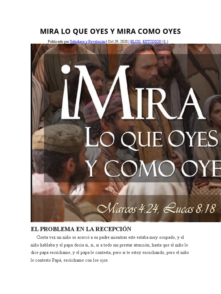 Mira Lo Que Oyes y Mira Como Oyes | PDF | Cristo (título) | Jesús