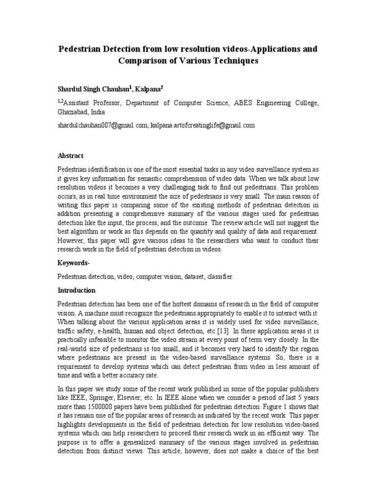 Pedestrian Detection Research Paper Pdf Computer Vision Support Vector Machine