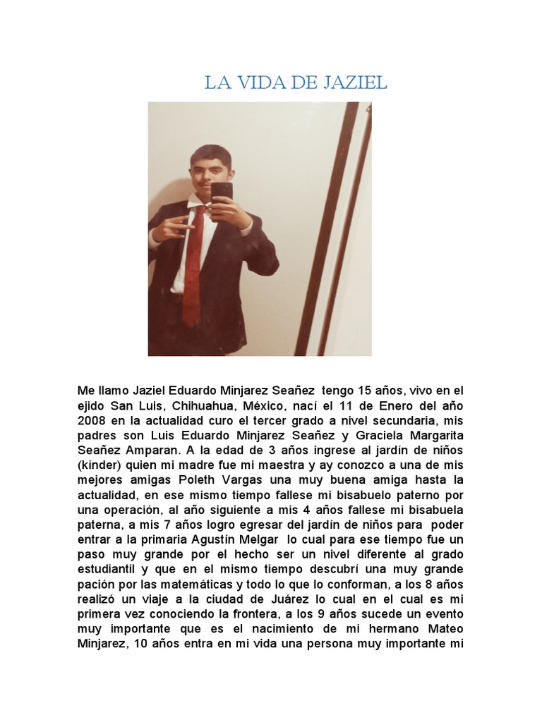 LA VIDA DE JAZIEL La MV | PDF | Educación de la primera infancia