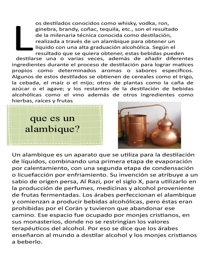 ¿Qué es y cómo funciona un alambique? | PDF | Destilación | Química