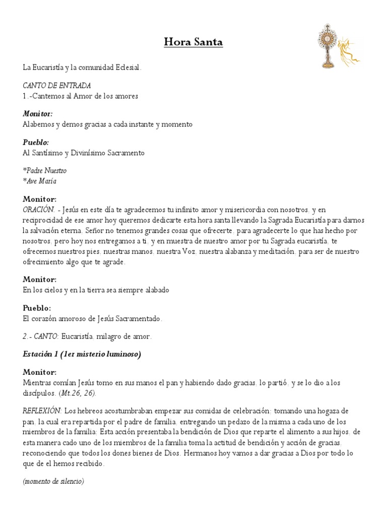 Hora Santa | PDF | eucaristía | Cristo (título)