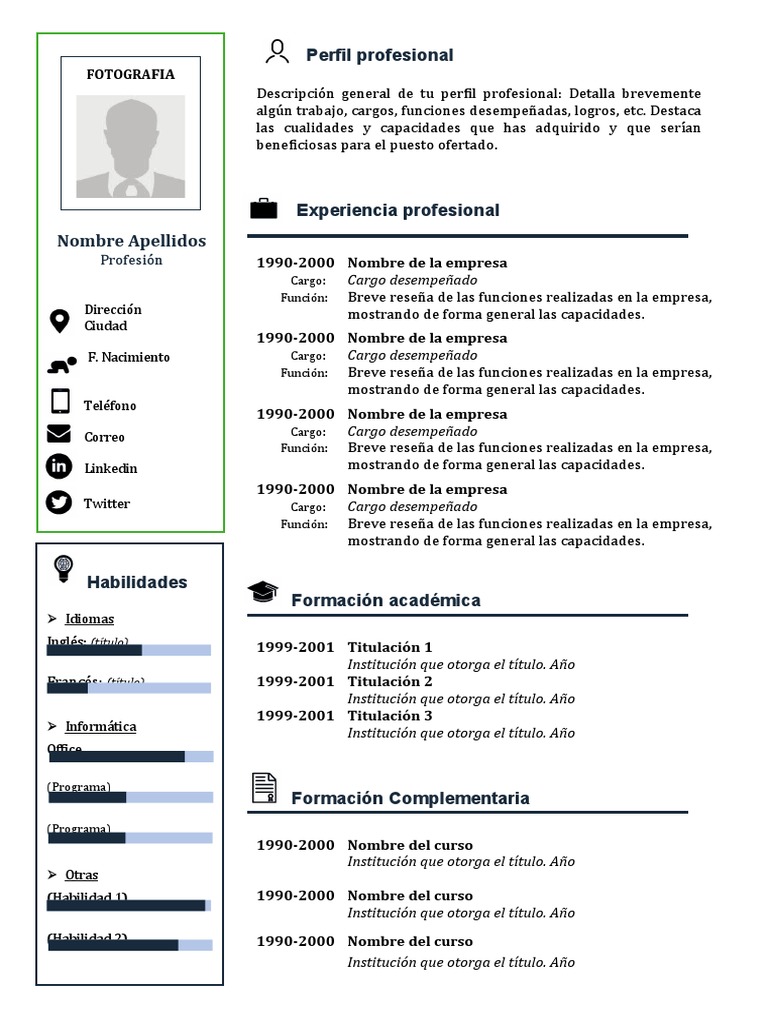 Plantilla CV Cronológico | PDF | Crecimiento personal y profesional