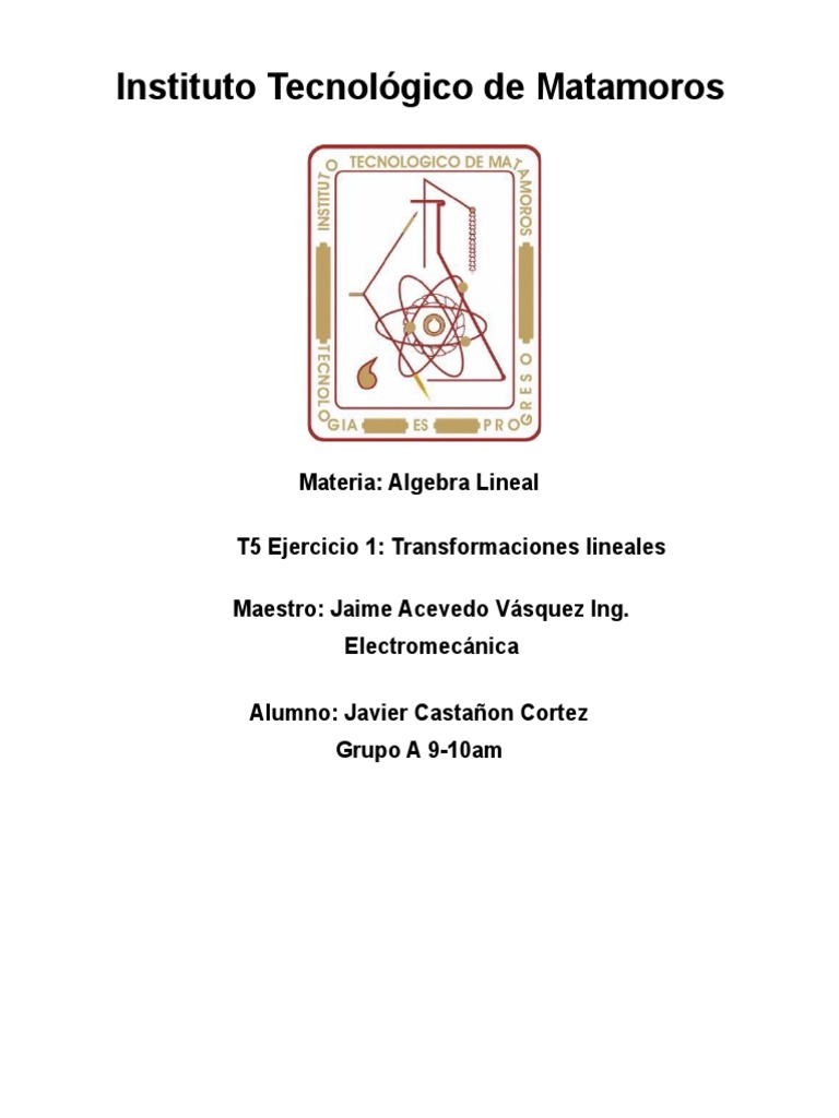 T5 Ejercicio 1 Transformaciones Lineales | PDF