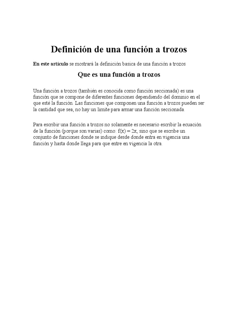Definición de Una Función A Trozos | PDF