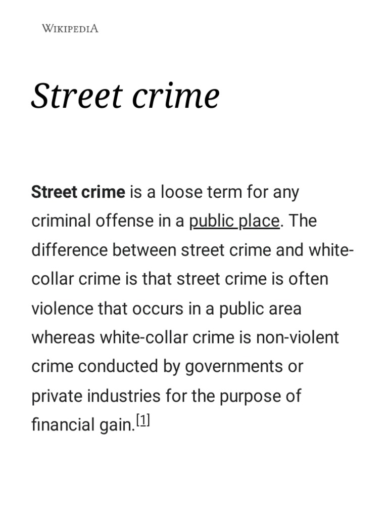 Street Crime - Wikipedia | PDF | Crimes | Crime & Violence