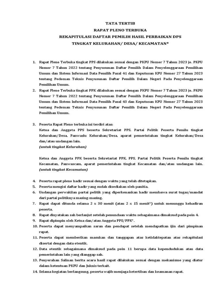 Draft Tatib Rekap PPS PPK-1 | PDF