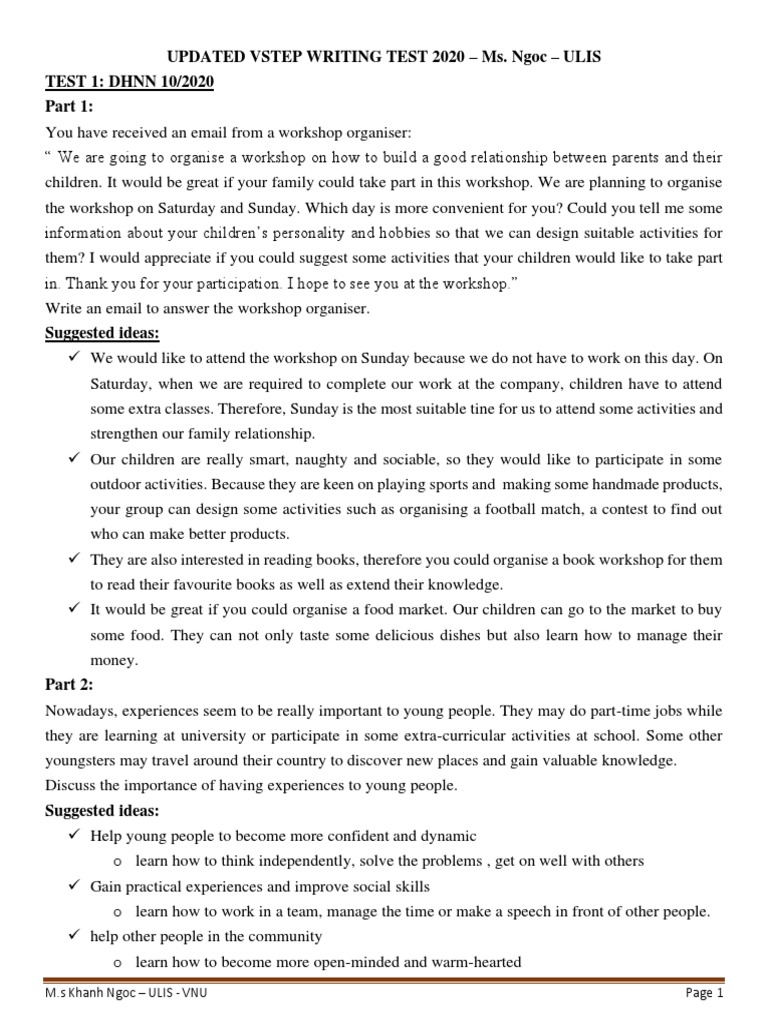 Updated VSTEP Writing Test 2020 | PDF | Cost Of Living | Deforestation