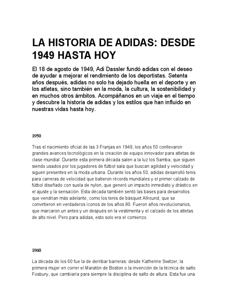 La Historia de Adidas | PDF | Adidas
