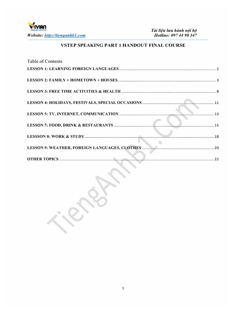 Vstep Speaking Part 1 | PDF