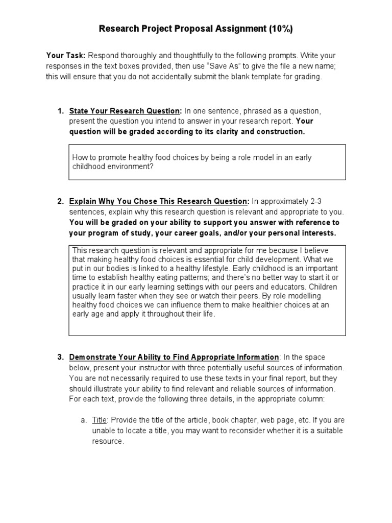 Research Proposal Assignment | PDF | Preschool | Cognition