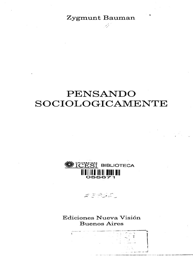 Bauman, Z (1994) - Pensando - Sociologicamente - Bauman | PDF