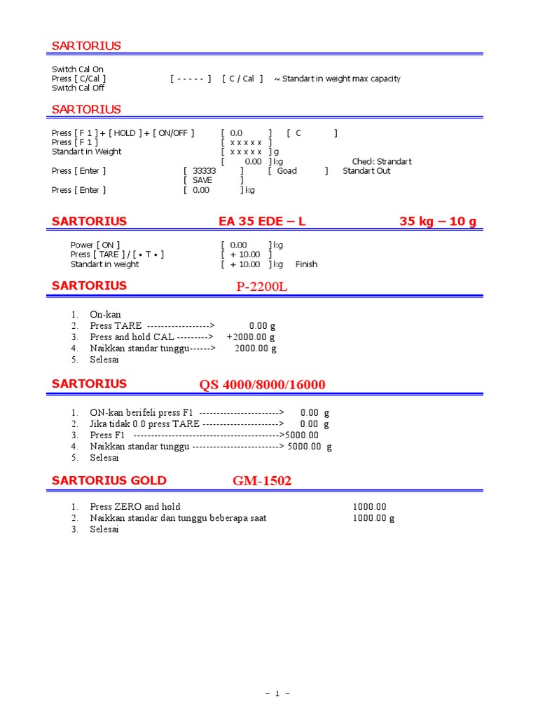Sartorius Scale Calibration Guide | PDF