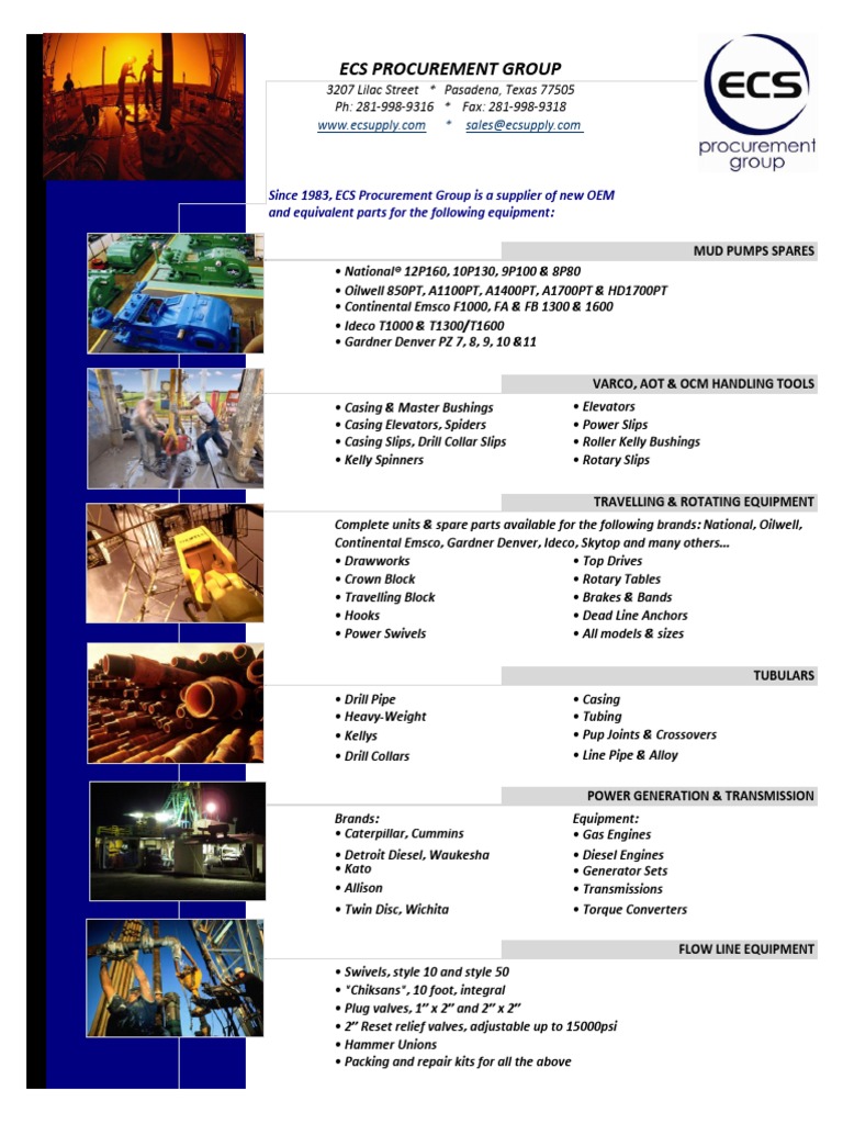 Oilfield Products Line Sheet - ECS Procurement Group | PDF ...