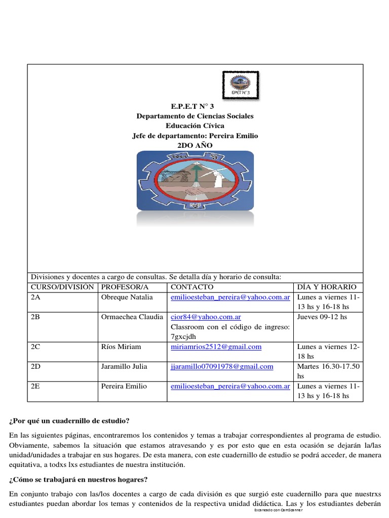 EPET #3 Cuadernillo Cs Sociales Ed Civica 2do Año-Primera Parte | PDF | Ciencias Políticas ...