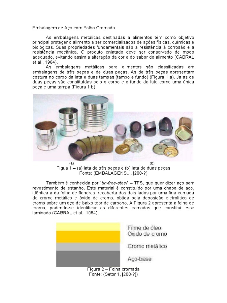 Embalagem de Aço Com Folha Cromada | PDF | Aço | Substancias químicas