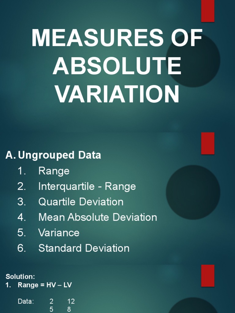 Measures Of Absolute Variation Example Sd Pdf