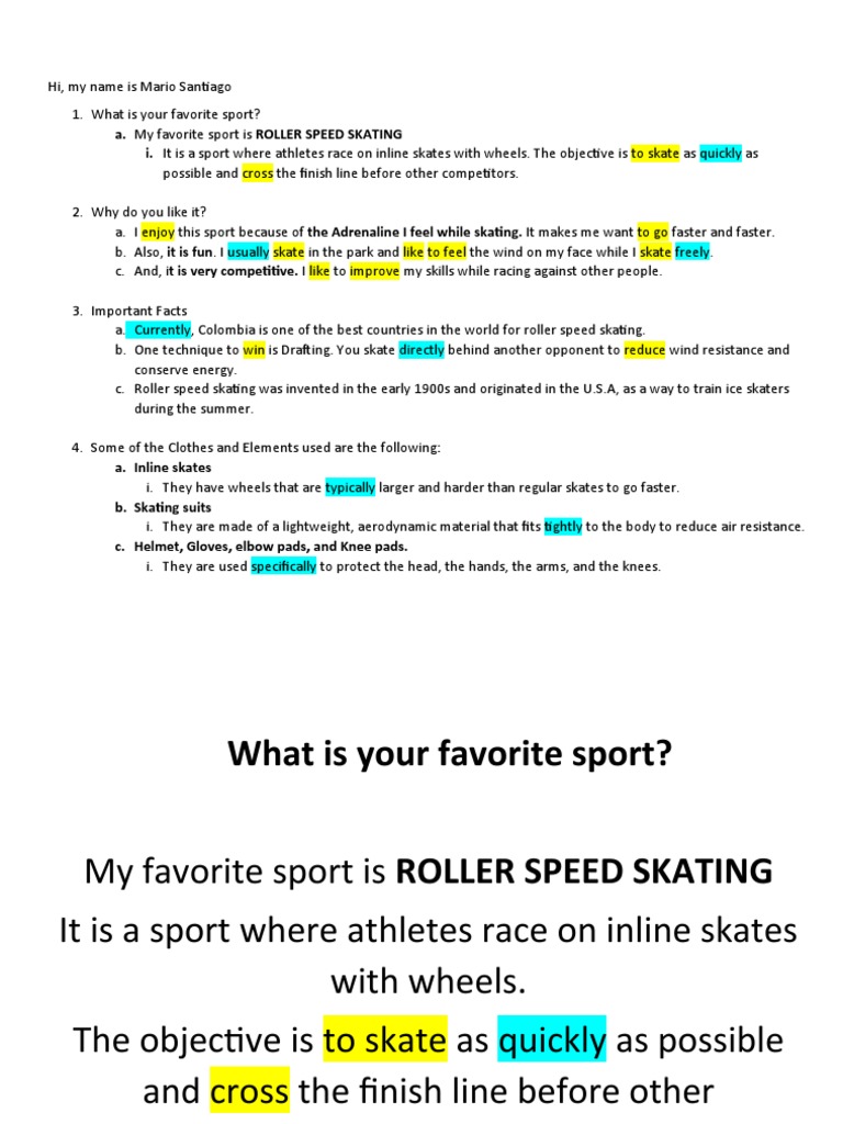 English Sport Presentation | Download Free PDF | Roller Skating | Sports