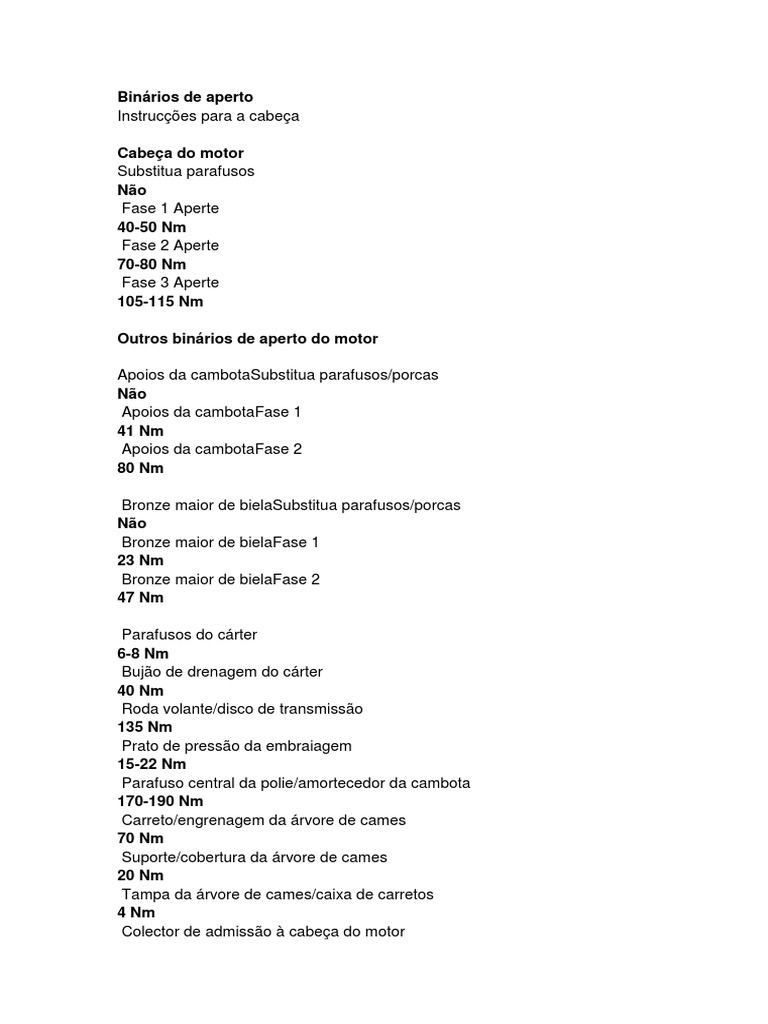 Tabela de Toque 4D56 L200 | PDF