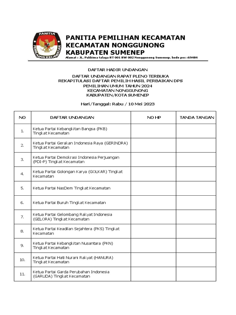 Draft Daftar Hadir-1 | PDF