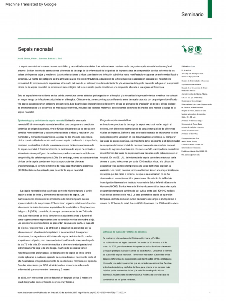 Sepsis Neonatal Lancet | PDF | Septicemia | Meningitis