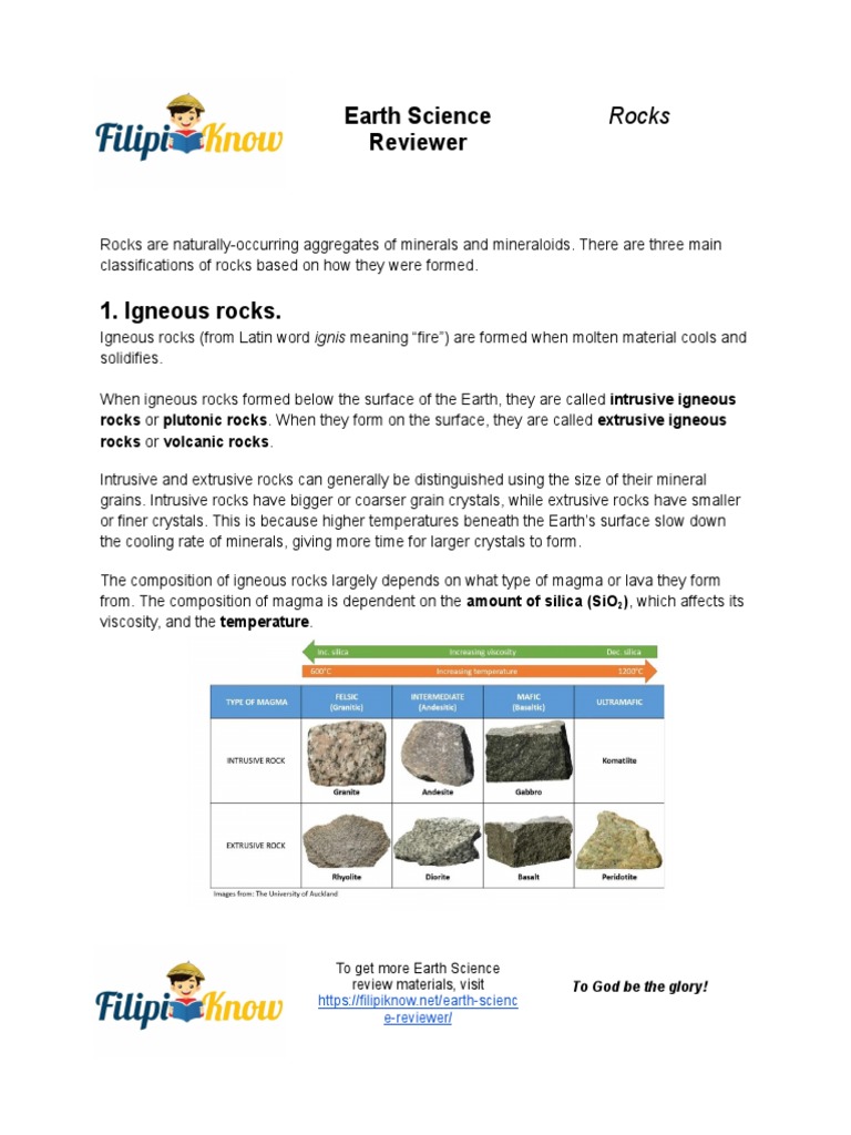 Earth Science Reviewer Rocks | PDF | Rock (Geology) | Sedimentary Rock