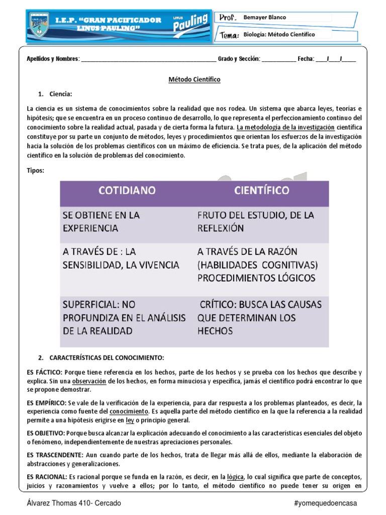 Ejemplos y Pasos del Método Científico | PDF | Hipótesis | Método ...
