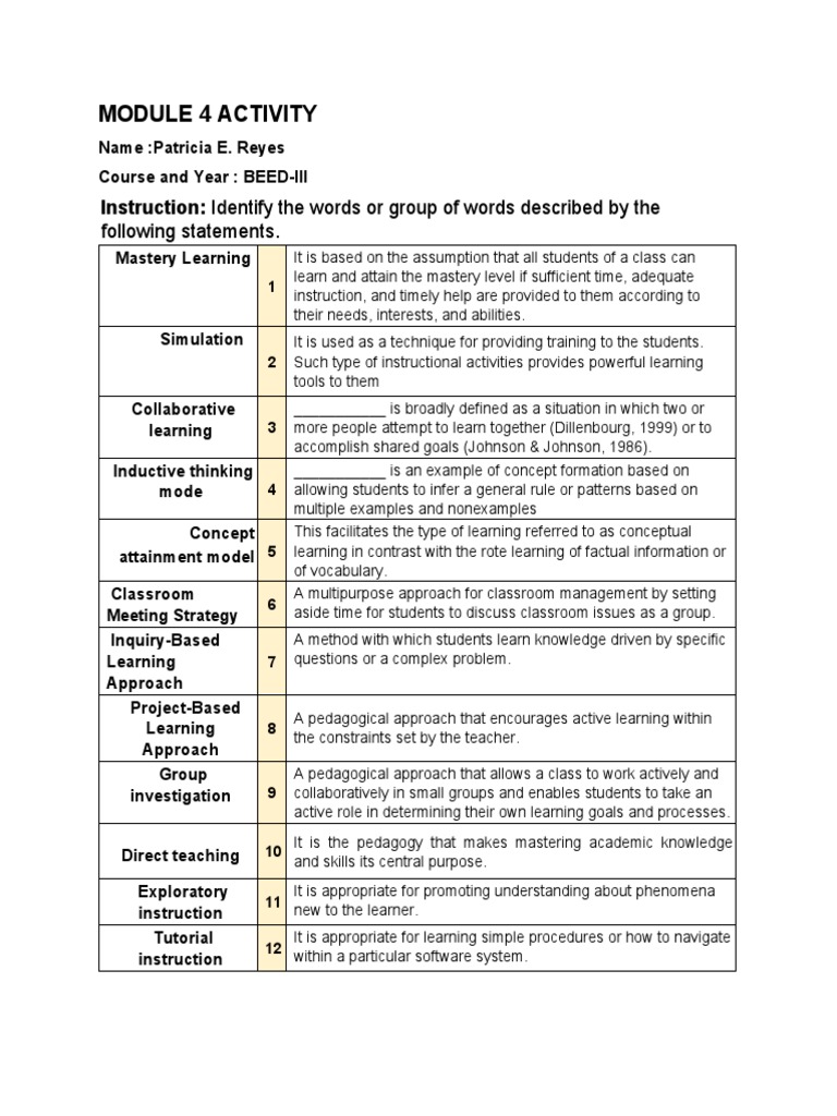 MODULE 4 - ACTIVITY - Patricia E. Reyes - Technology For Teaching and ...