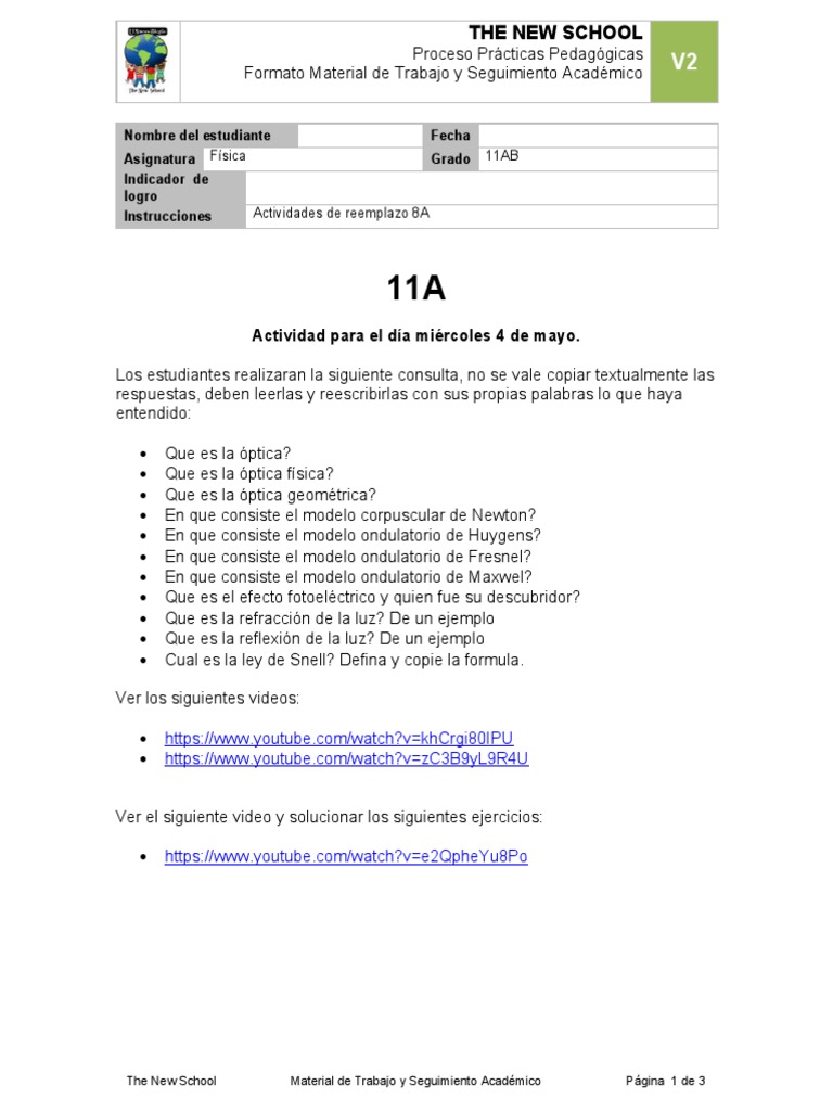 Actividades 11AB | PDF | Óptica | Ligero