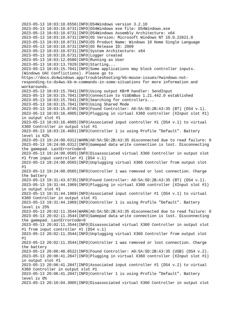 Ds4windows Log 20230514.0 | PDF | Microsoft Windows | Computing