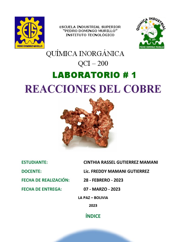 Reaccion de Oxidacion y Reduccion | PDF | Cobre | Precipitación (Química)