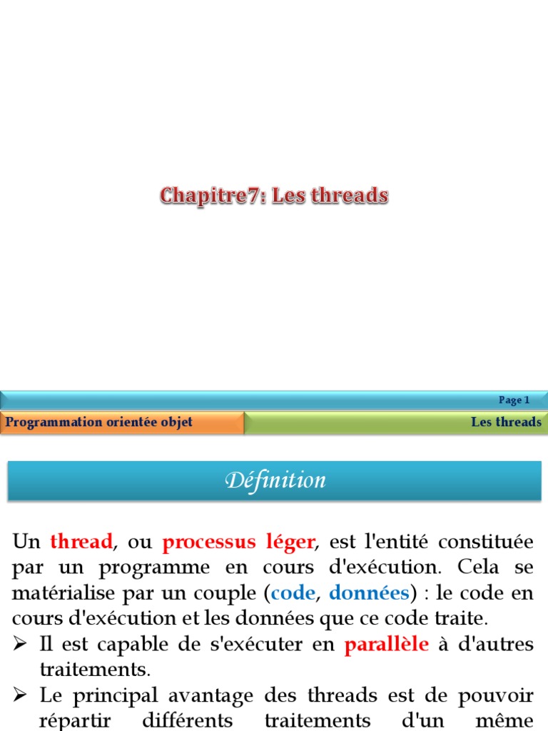 Chapitre8 Threads | PDF | Thread (informatique) | Parallélisme (informatique)