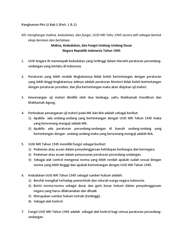 rangkuman bab 2 pkn | PDF