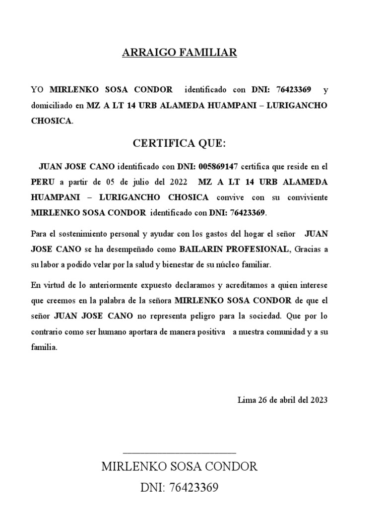 Arraigo Familiar Original!! | PDF