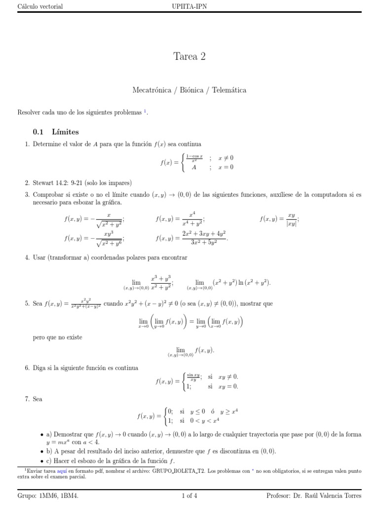 Tarea - 2 - Calculo Vect - MultiV | PDF | Sustracción | Objetos matemáticos