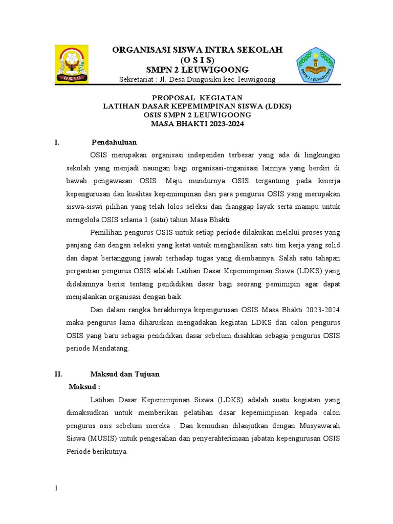 Proposal Ldks Osis 2023 | PDF