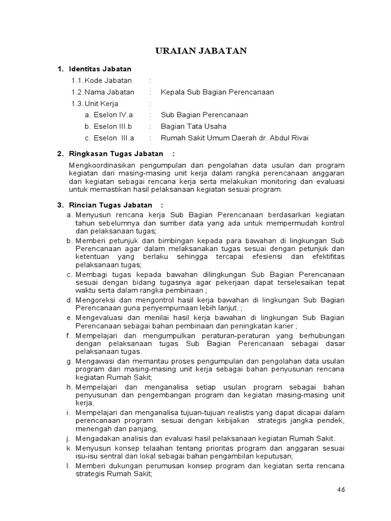 2.1. Kepala Sub Bagian Perencanaan | PDF