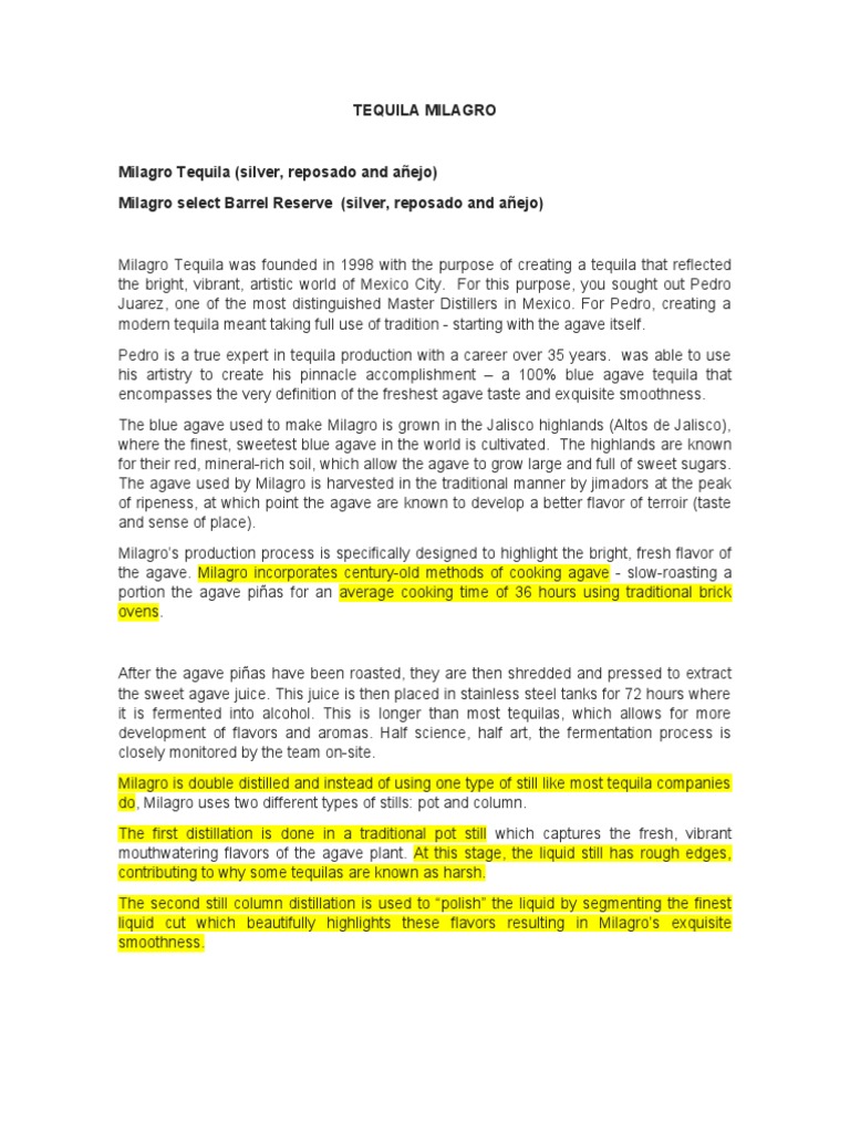 Tequila Milagro | PDF | Food And Drink | Alcoholic Drinks